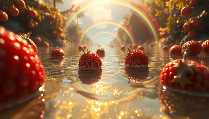 Enchanted Raspberry River: a Dreamlike Journey through a Rainbow S ...