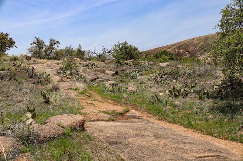 Granite Rock Formations on a Hiking Trail - Enchanted Rock State Park ...
