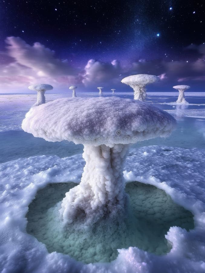 Enchanted Salt Formations Night Sky Stunning Landscape Mystical White ...