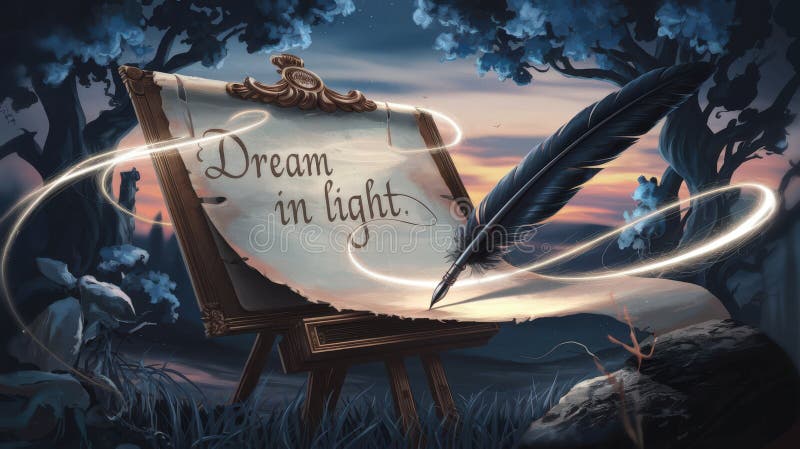 Enchanted Scroll with the Text Dream in Light Illuminated by Glowing ...