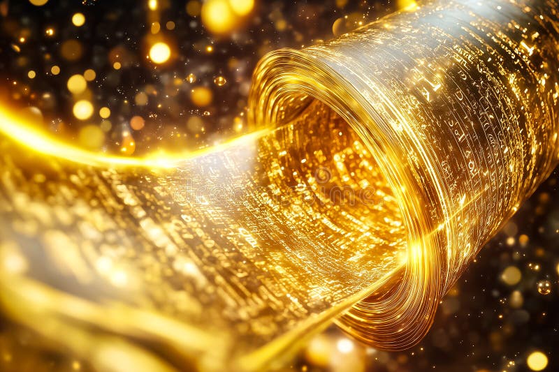 The Enchanted Scroll Unrolls Gracefully in the Air, Radiating Golden ...