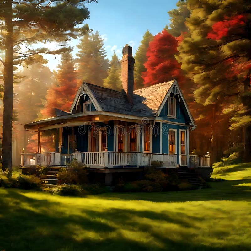 Enchanted Seclusion: House in the Woods Stock Illustration ...
