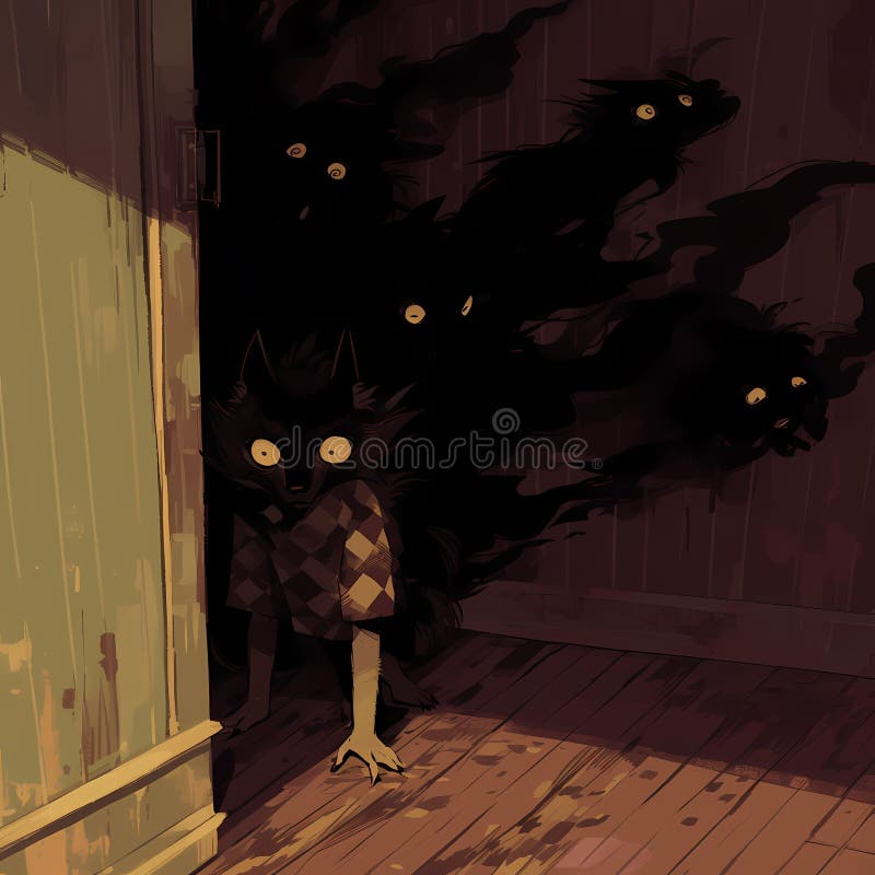 Enchanted Shadow Creatures Gathering Stock Illustration - Illustration ...