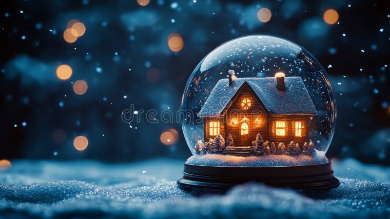 Enchanted Snow Globe: a Cozy Winter Village Scene Stock Illustration ...