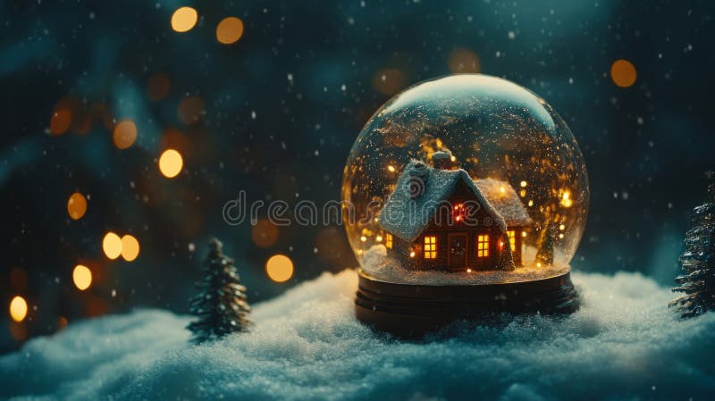 Enchanted Snow Globe: a Magical Winter Scene Stock Illustration ...