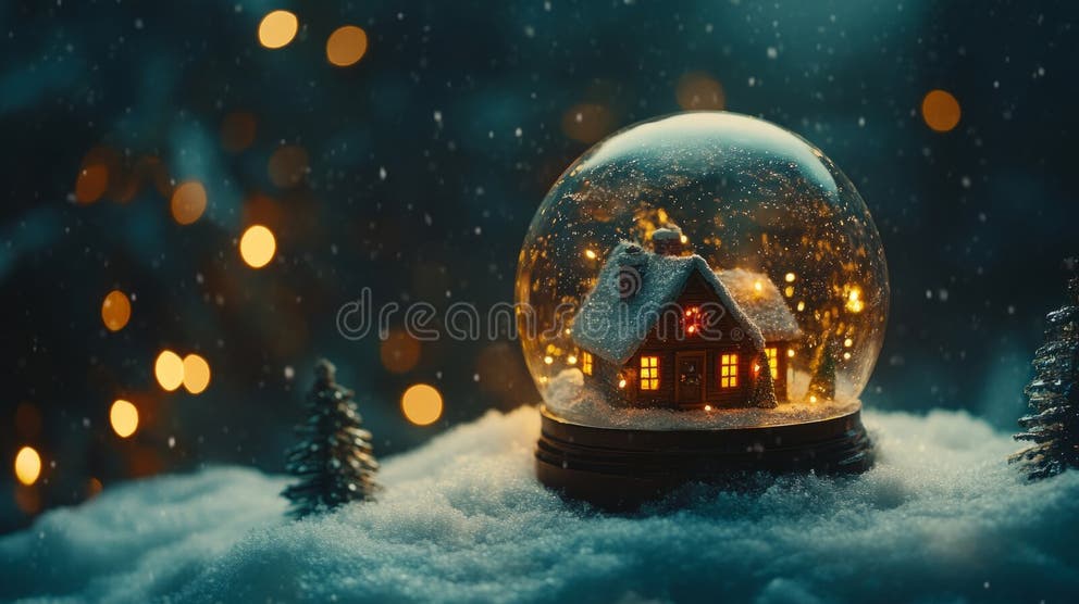 Enchanted Snow Globe: a Magical Winter Scene Stock Illustration ...