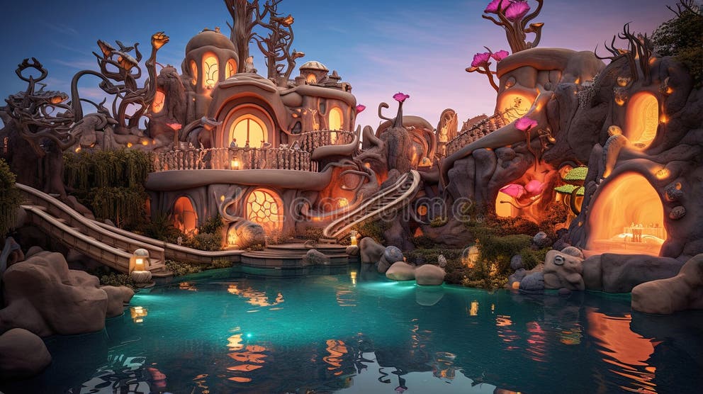 Enchanted Stone Haven stock illustration. Illustration of maximalist ...