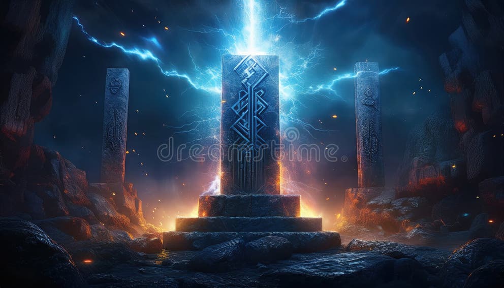 Enchanted Stone Monoliths Illuminated by Mystical Stock Image - Image ...