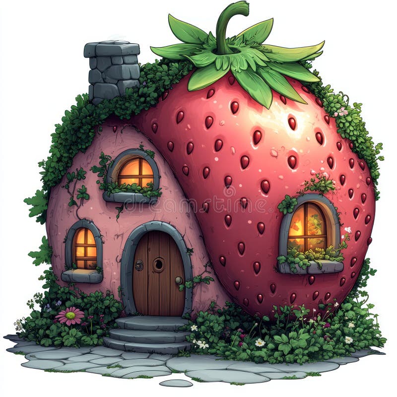 Enchanted Strawberry House Illustration Stock Illustration ...
