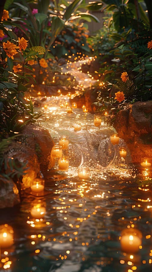 Enchanted Stream: a Mystical Path of Light Stock Illustration ...