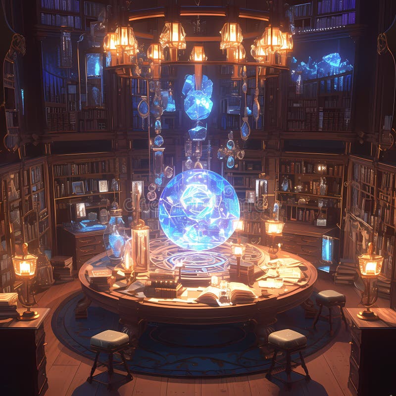 Enchanted Study - a Magical Bookshelf Haven Stock Illustration ...