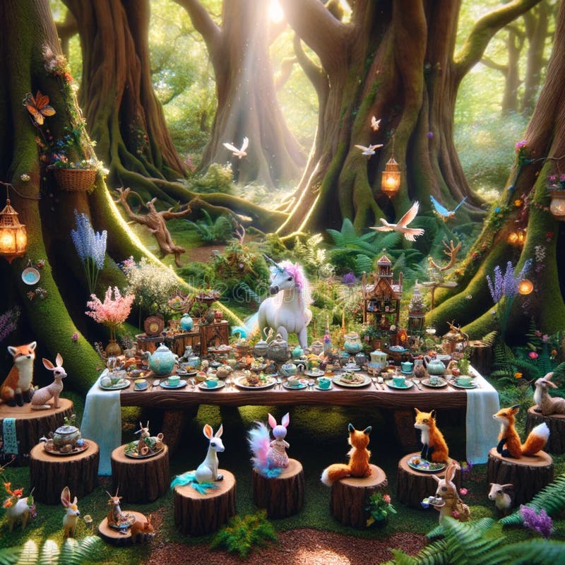 Enchanted Tea Party: AI-Generated Gathering of Unicorns and Magic ...