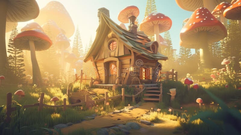 Enchanted Teapot House in a Magical Forest with Sun Rays. Perfect for ...