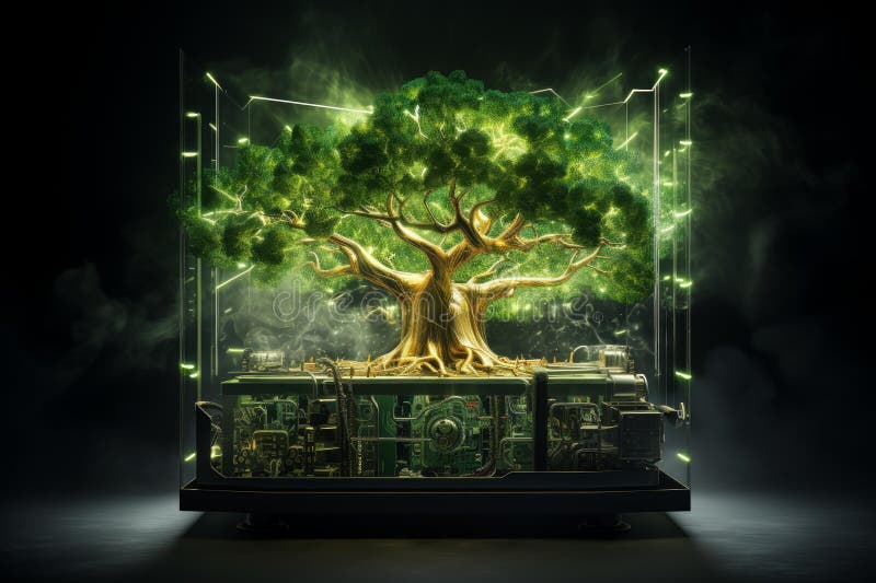 Enchanted Technological Forest Art Installation Stock Illustration ...