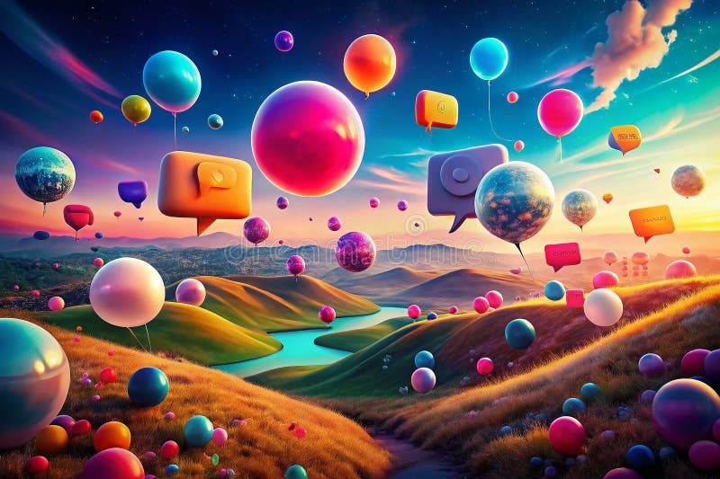 Enchanted Text Messages Dreamlike Chat Bubbles Dance Across a Surreal ...