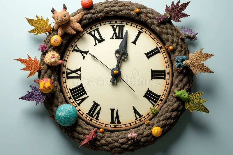 Enchanted Timepiece with Fantasy Animals Stock Illustration ...