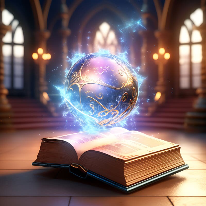 Enchanted Tome: 3D Render of a Magical Book Against a Solid Background ...