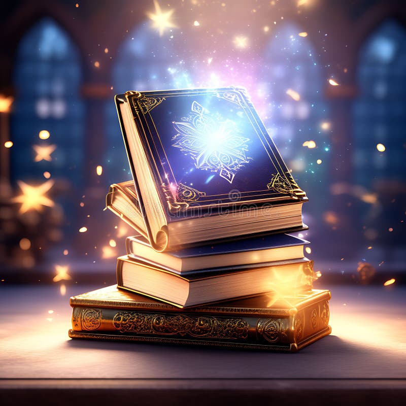 Enchanted Tome: 3D Render of a Magical Book Against a Solid Background ...