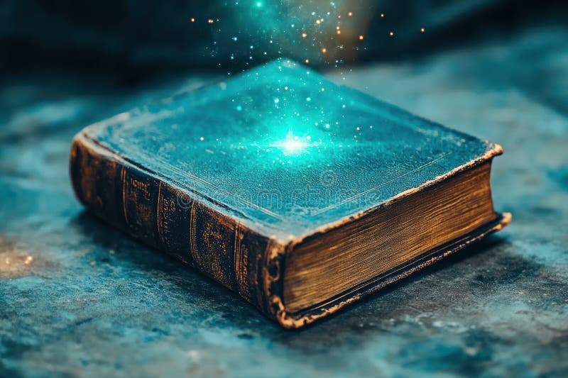 Enchanted Tome: Illuminated by Magic in the Night Stock Illustration ...