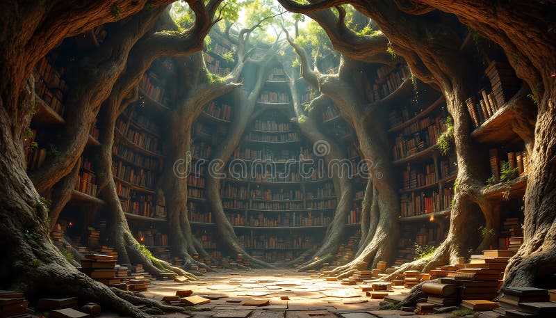 Enchanted Tree Library: Magical Book Collection in a Fantasy Forest ...