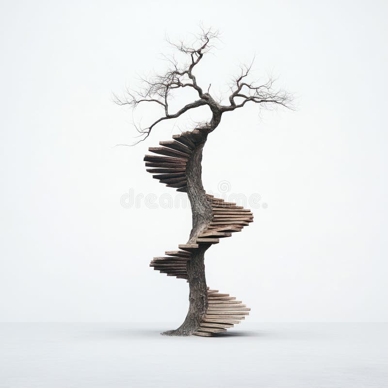 Enchanted Tree Spiral Staircase Stock Illustration - Illustration of ...
