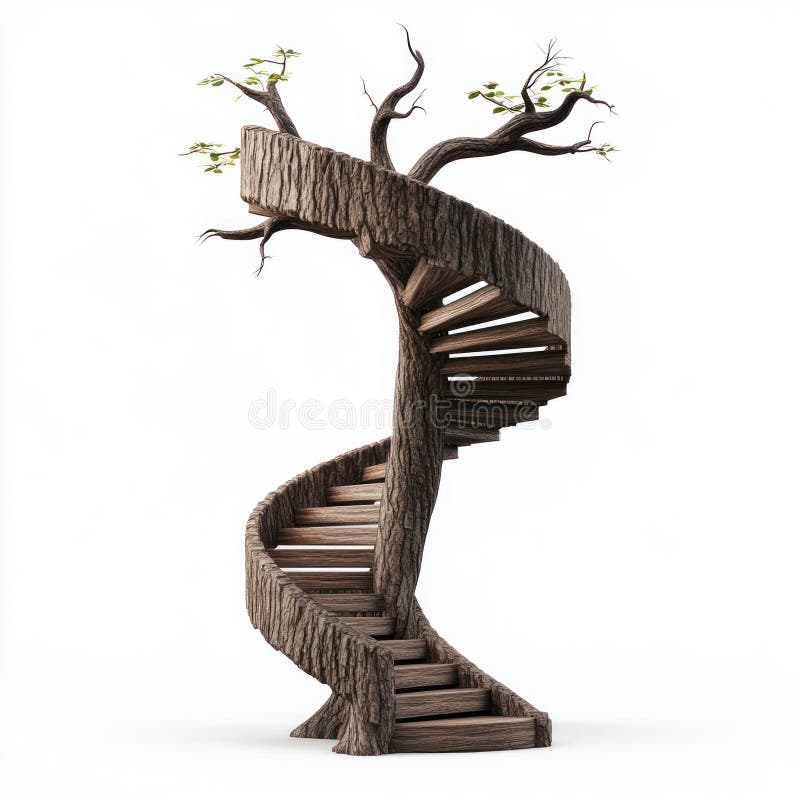 Enchanted Tree Spiral Staircase Stock Illustration - Illustration of ...