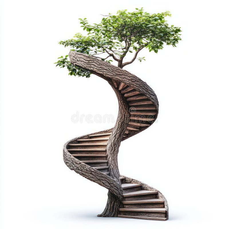 Enchanted Tree Spiral Staircase Stock Illustration - Illustration of ...