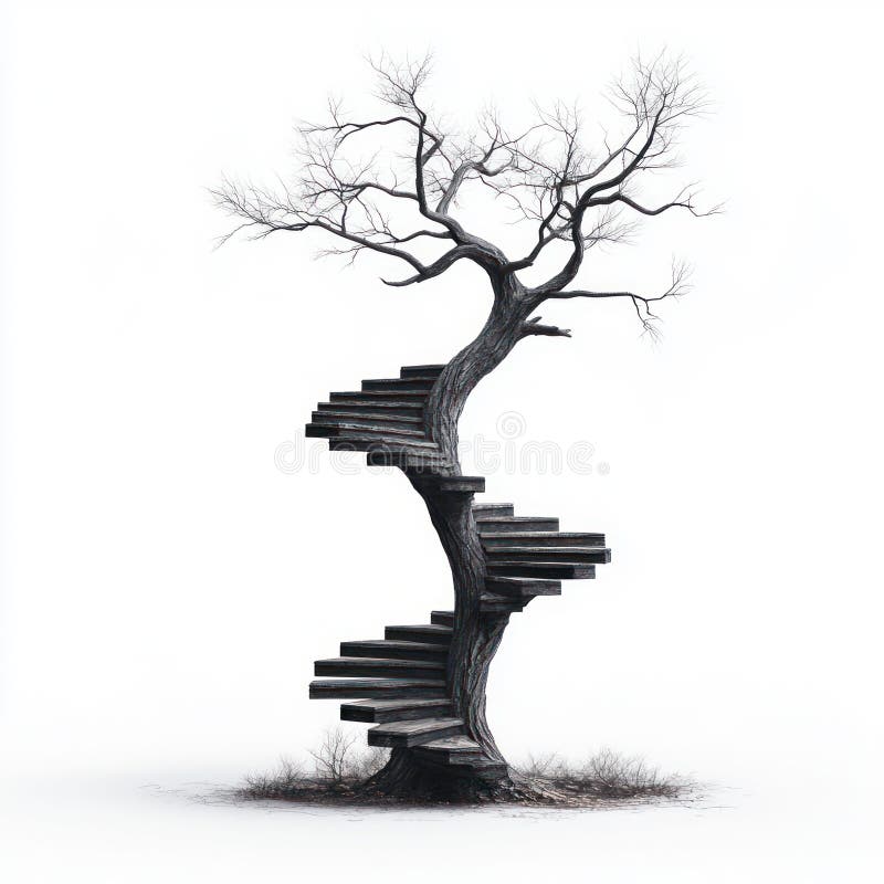 Enchanted Tree Spiral Staircase Stock Illustration - Illustration of ...