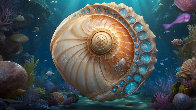 Sea of Wonders: a Shellâ€™s Radiant Mystical Creatures Stock ...