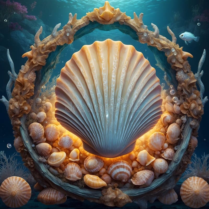 Mystical Waters: the Luminous Home of Enchanted Shells Stock ...