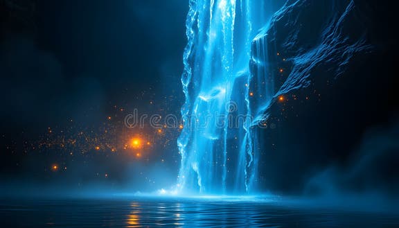 Enchanted Waterfall: a Celestial Cascade of Light and Magic Stock ...