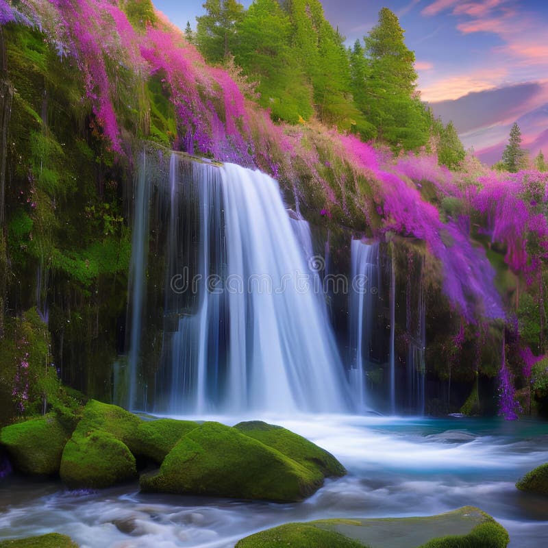 Dreamy Waterfall Stock Illustrations – 638 Dreamy Waterfall Stock ...