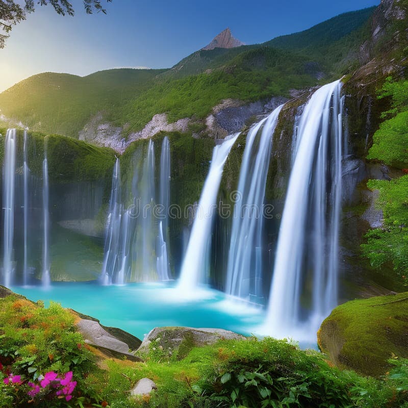 555 Enchanted Waterfall: a Mystical and Enchanting Background Featuring an Enchanted Waterfall ...