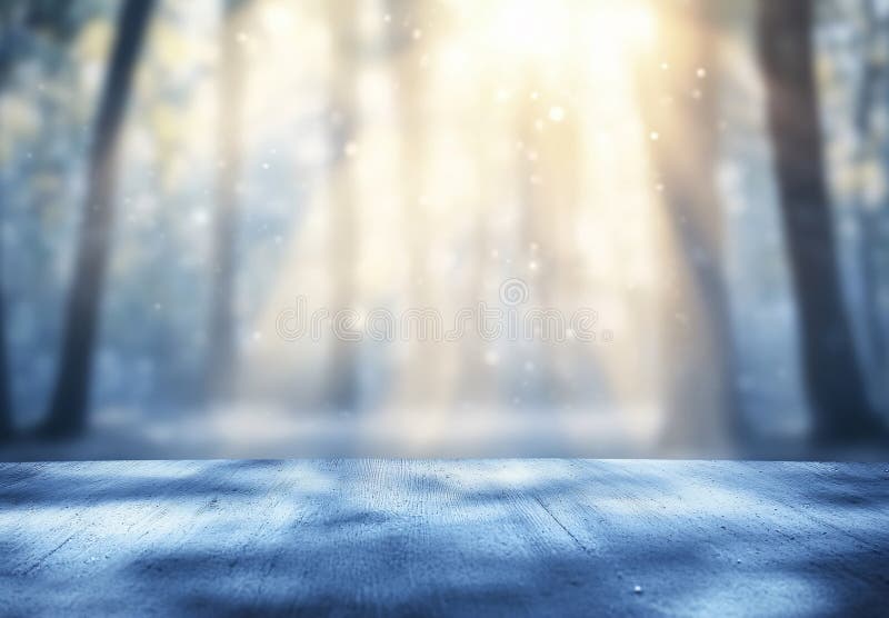Enchanted Winter Forest Scene with Empty Tabletop High Quality Image ...