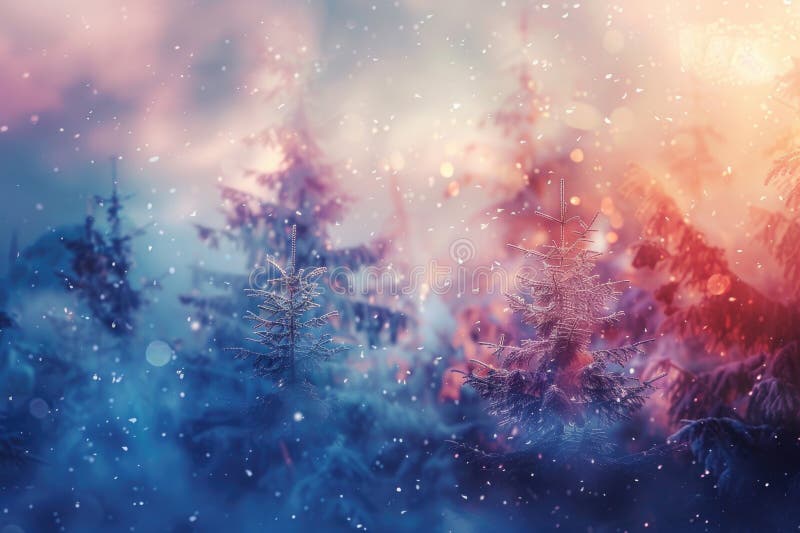 Enchanted Winter Forest Snowfall with Sunlight through Frosted Branches ...