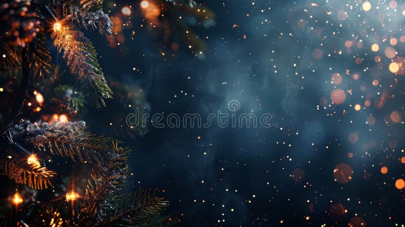 Enchanted Winter Night: Festive Lights and Snowflakes Stock Photo ...