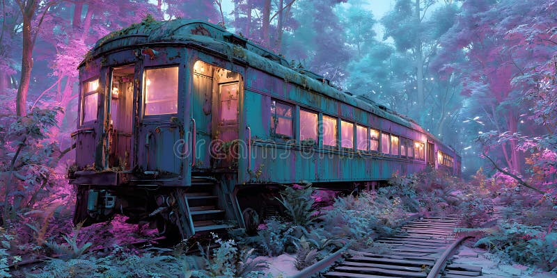 Enchanted Winter Train a Mystical Railway Scene Stock Illustration ...