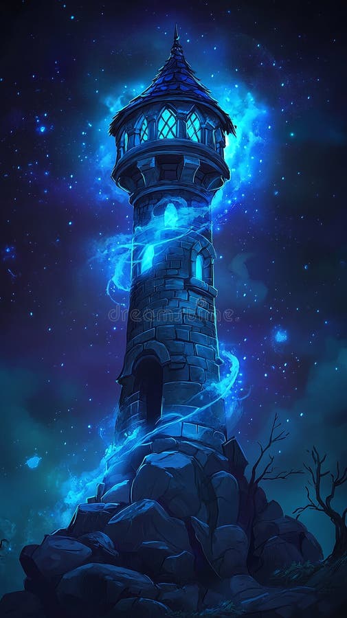 An Enchanted Wizard S Tower Wallpaper for Smartphone Stock Illustration ...
