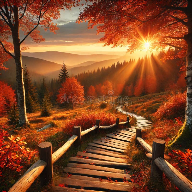 Enchanted Wooden Path in Lush Forest Generative for AI Stock ...