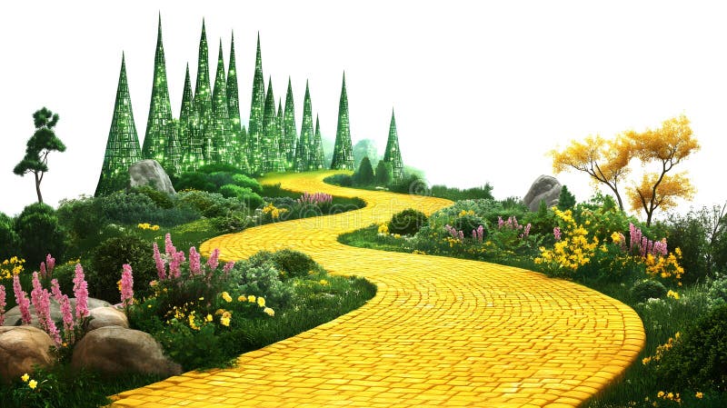Enchanted Yellow Brick Road Leading To Magical Destination Stock ...
