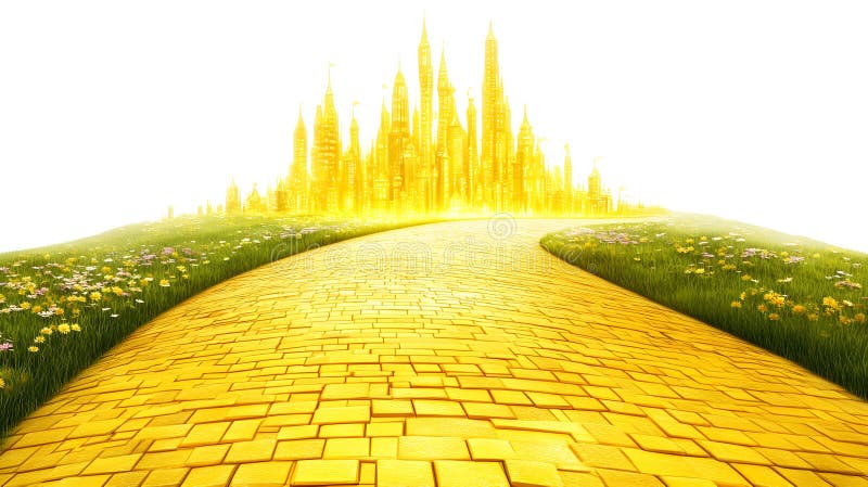 Enchanted Yellow Brick Road Leading To Magical Land Stock Illustration ...