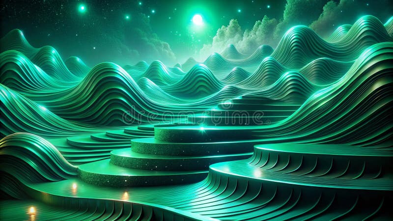 Enchanting Abstract Green Stepped Wave Patterns a Mesmerizing Digital ...