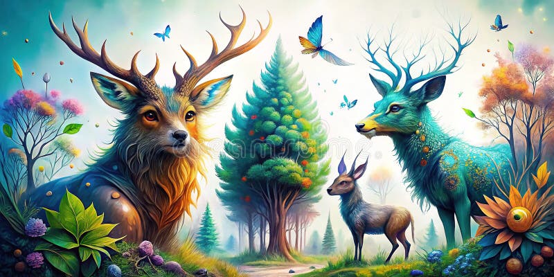 Enchanting Abstract Night Forest Bioluminescent Patterns of Mythical ...