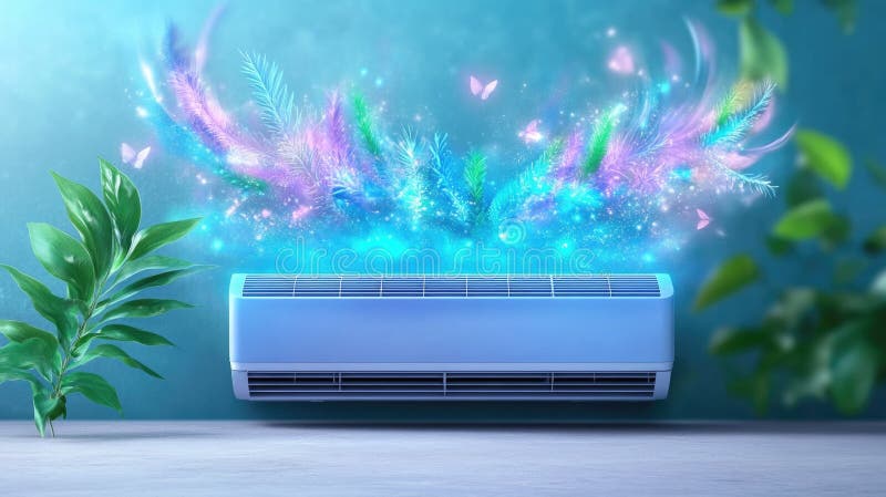 Enchanting Air Conditioner with Colorful Dreamy Sparkles and Nature ...