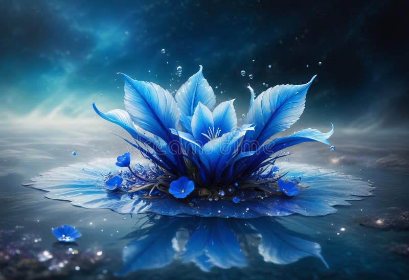 Enchanting Blue Transparent Flowers Stock Illustration - Illustration ...