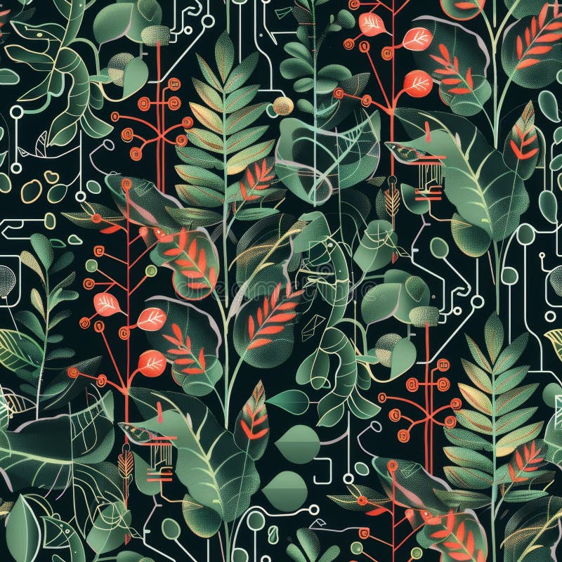 Enchanting Botanical Garden Pattern with Abstract Elements Stock ...