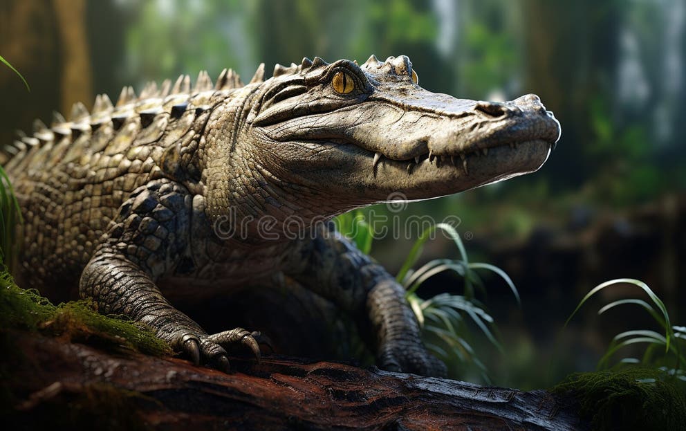 Enchanting Caiman Portrait on White Stock Image - Image of teeth ...