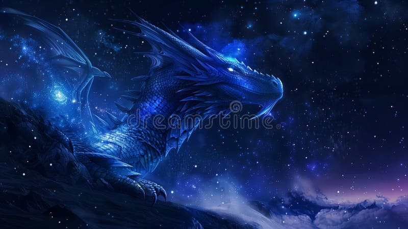 Enchanting Celestial Dragon Creature Against Starry Night Sky Stock ...