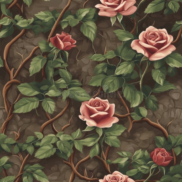 Enchanting Climbing Roses on Rustic Stone Wall Stock Photo - Image of ...