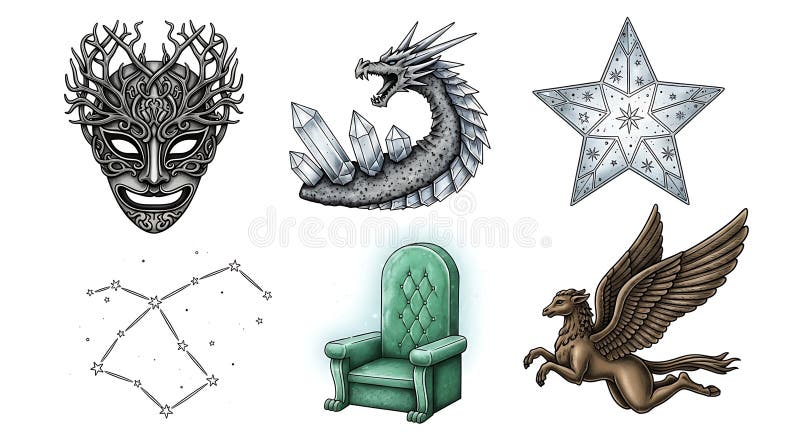 Enchanting Collection of Mythical Creatures and Symbols for Fantasy ...